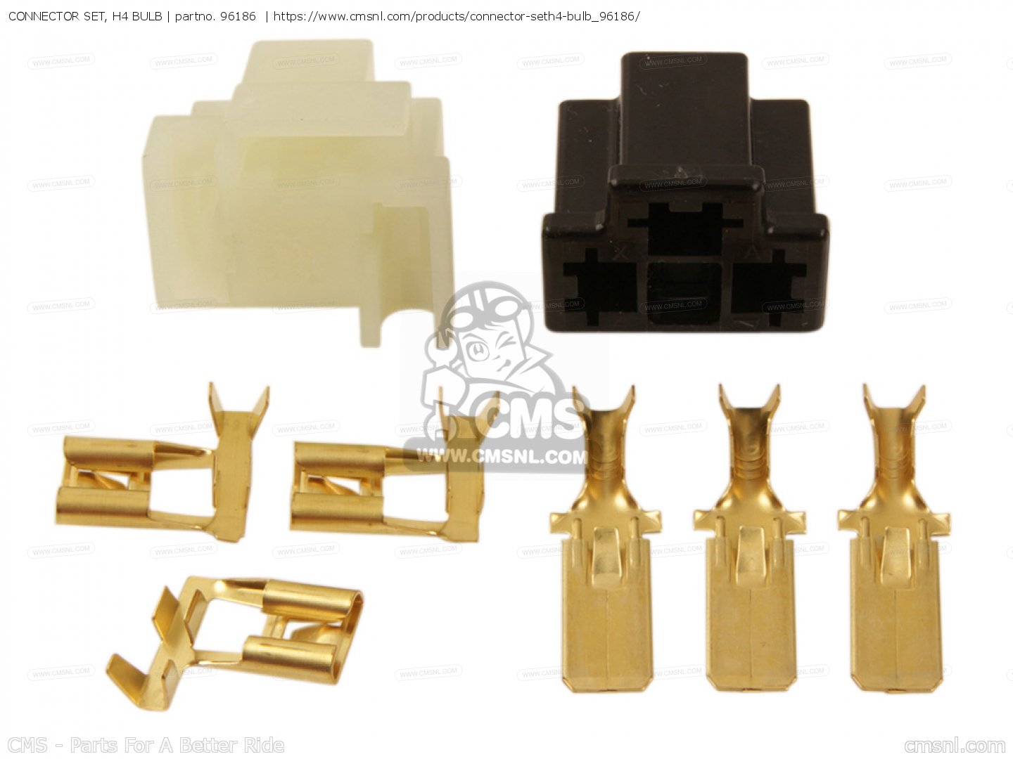 96186: Connector Set For H4 Bulb, Connector & Terminal, Male And Female ...