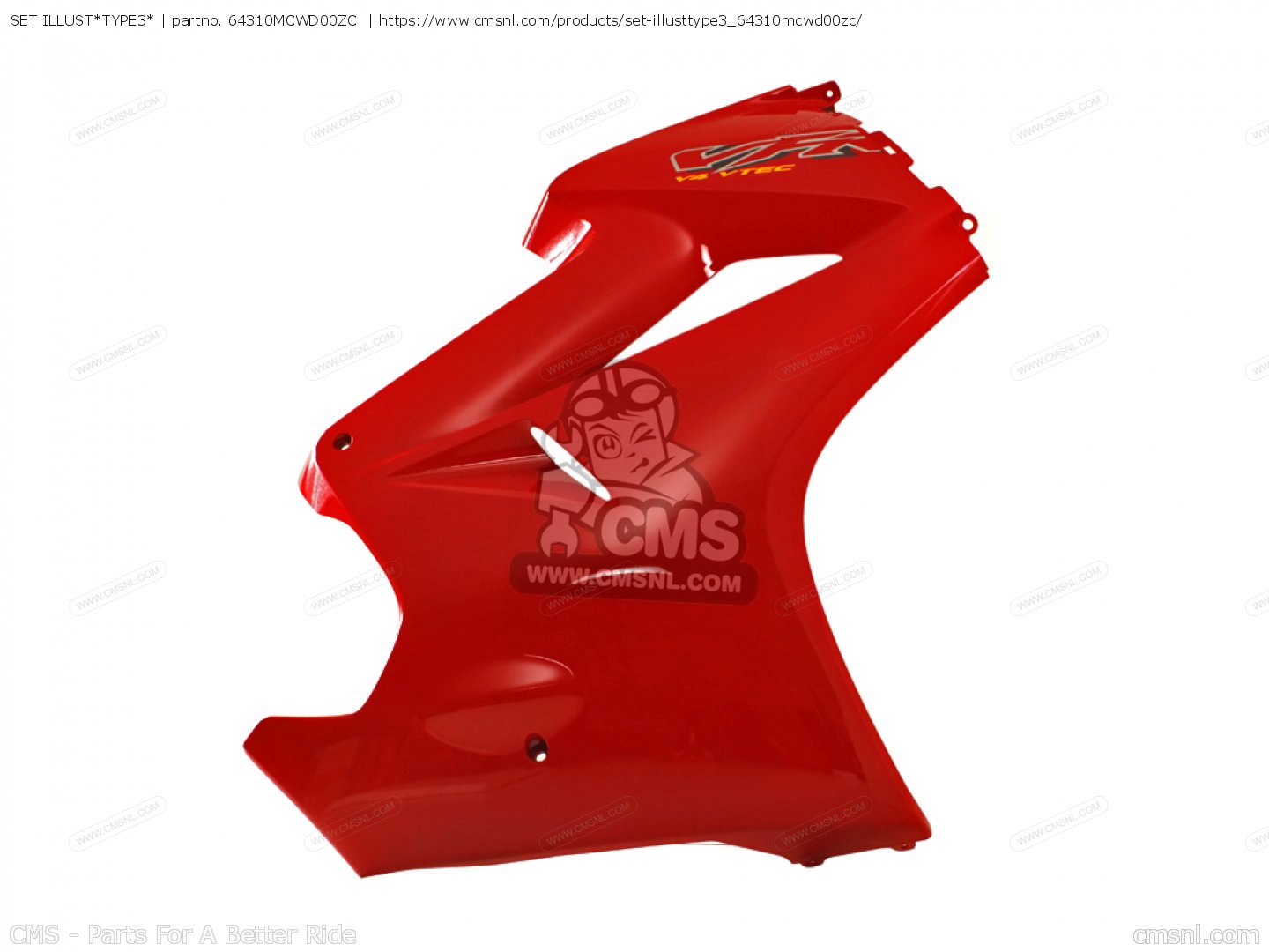 64310MCWD00ZC: COWL SET, R. FR. SID Honda - buy the 64310-MCW-D00ZC at ...