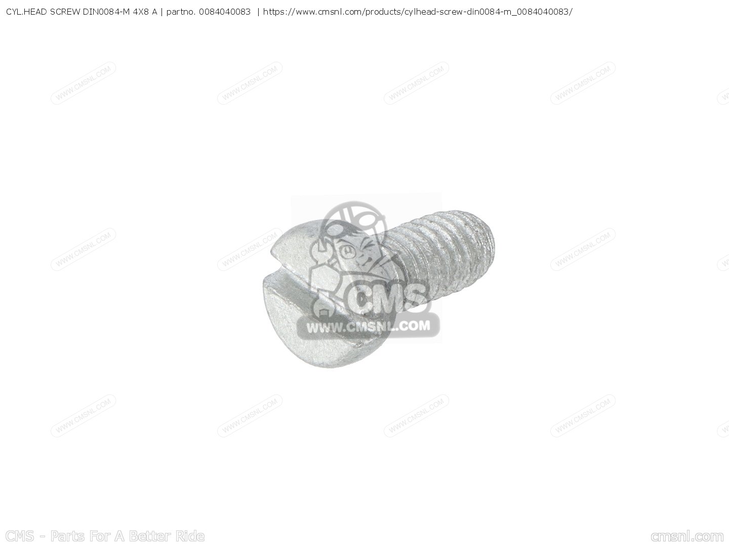 CYL.HEAD SCREW DIN0084-M 4X8 A for 125 SXS Europe 2002 - order at CMSNL