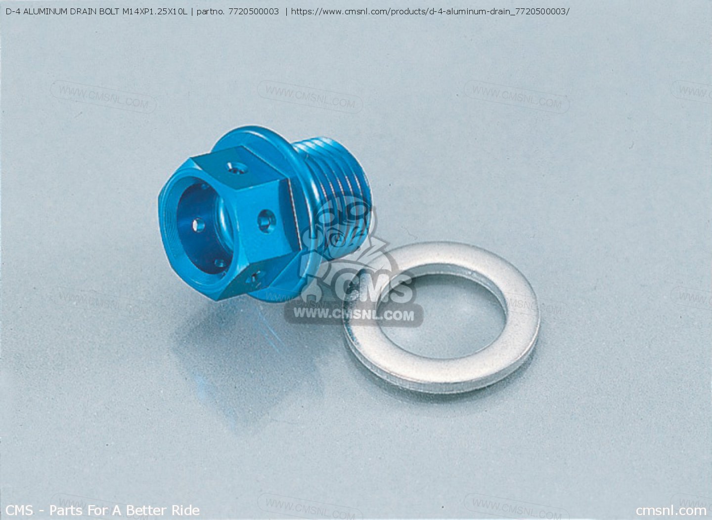 7720500003: D-4 ALUMINUM DRAIN BOLT M14XP1.25X10L Kitaco - buy the 772 ...