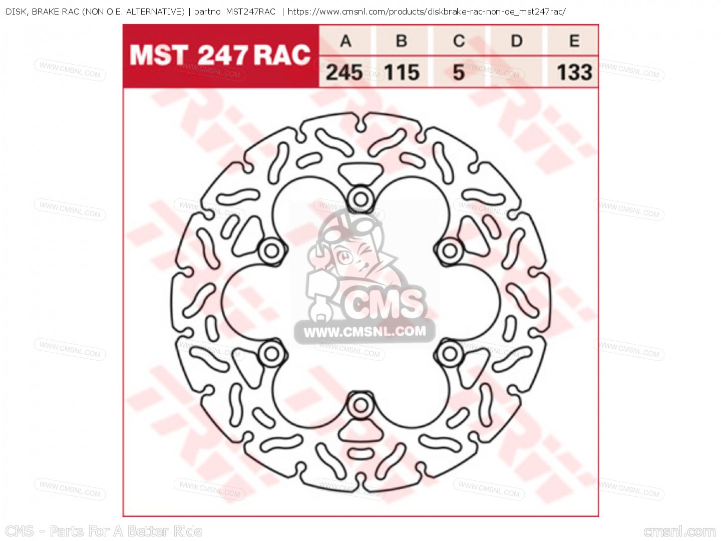DISK, BRAKE RAC for Yamaha - order at CMSNL