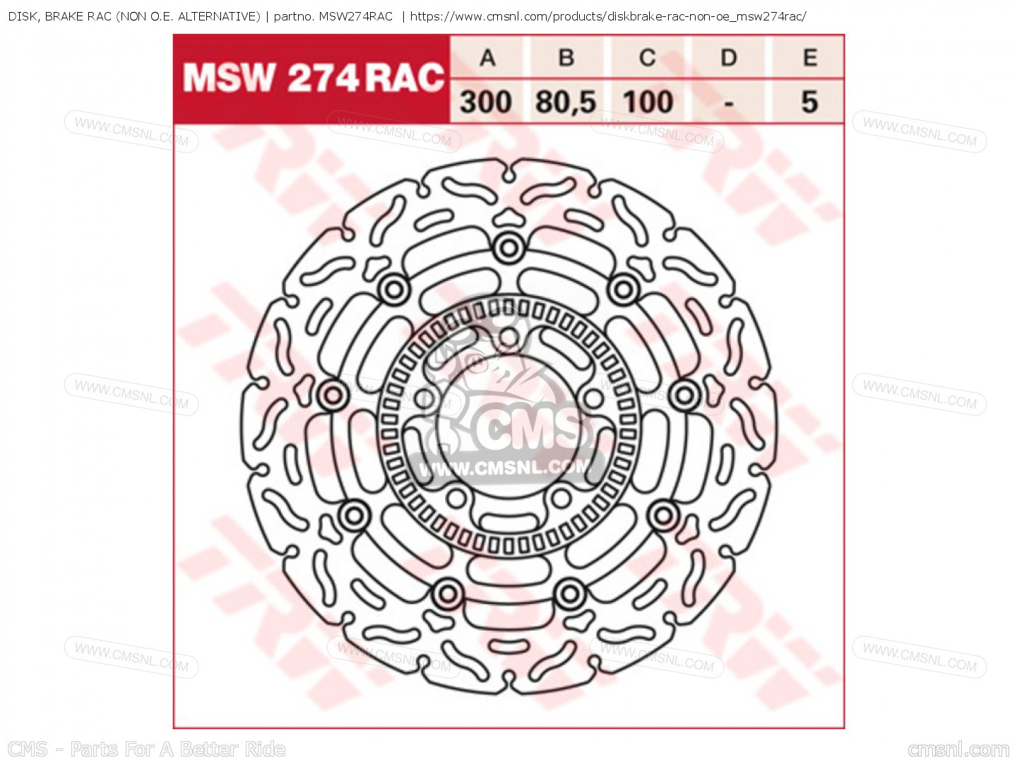 MSW274RAC: DISK, BRAKE RAC Kawasaki - buy the MSW274RAC at CMSNL