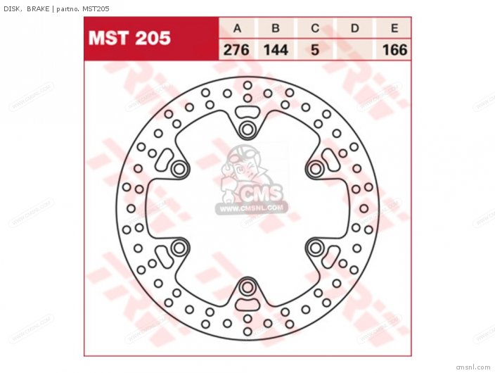 MST205: DISK, BRAKE Honda - buy the MST205 at CMSNL