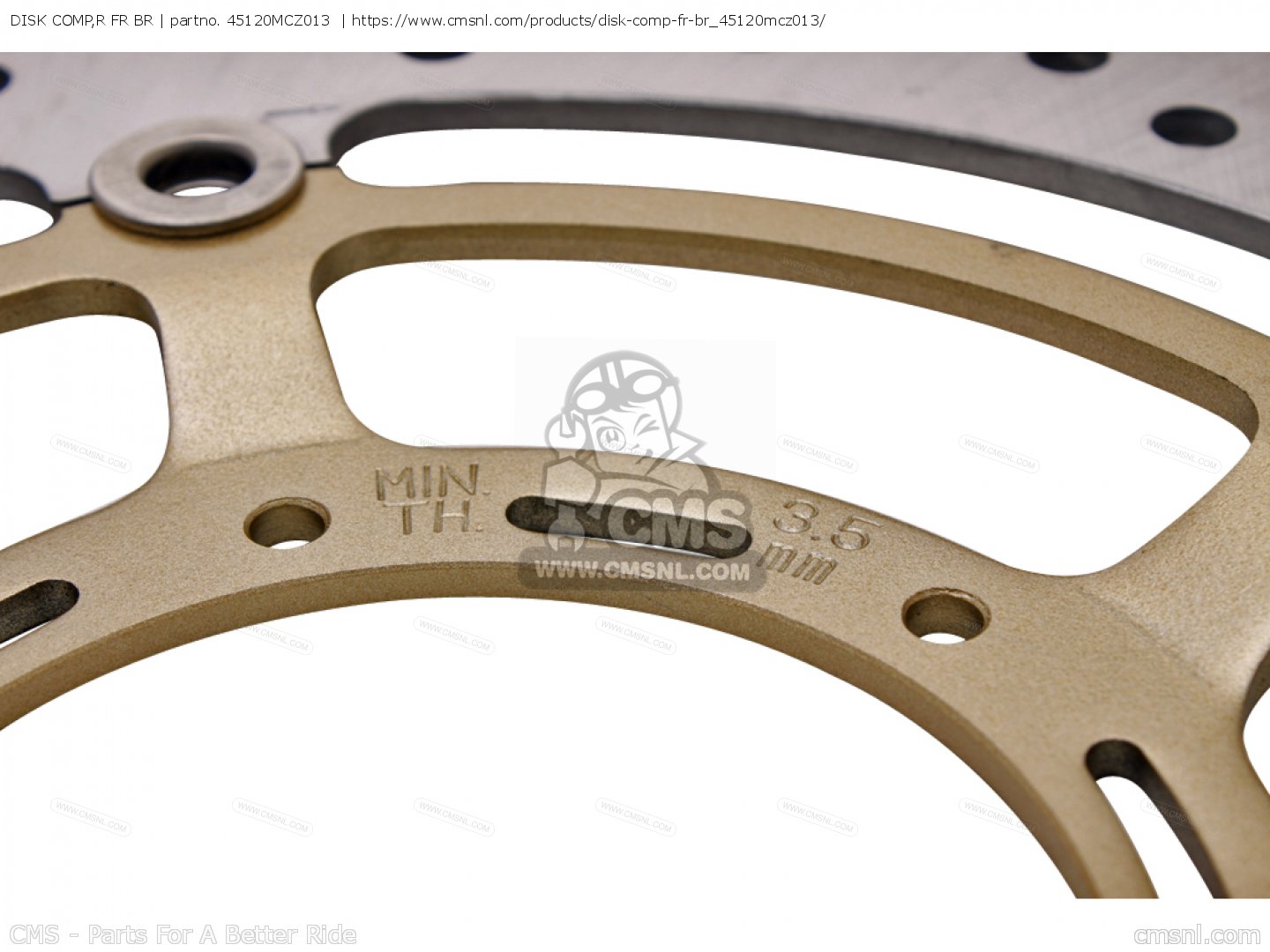 45120MCZ013: Disk Comp,r Fr Br Honda - buy the 45120-MCZ-013 at CMSNL