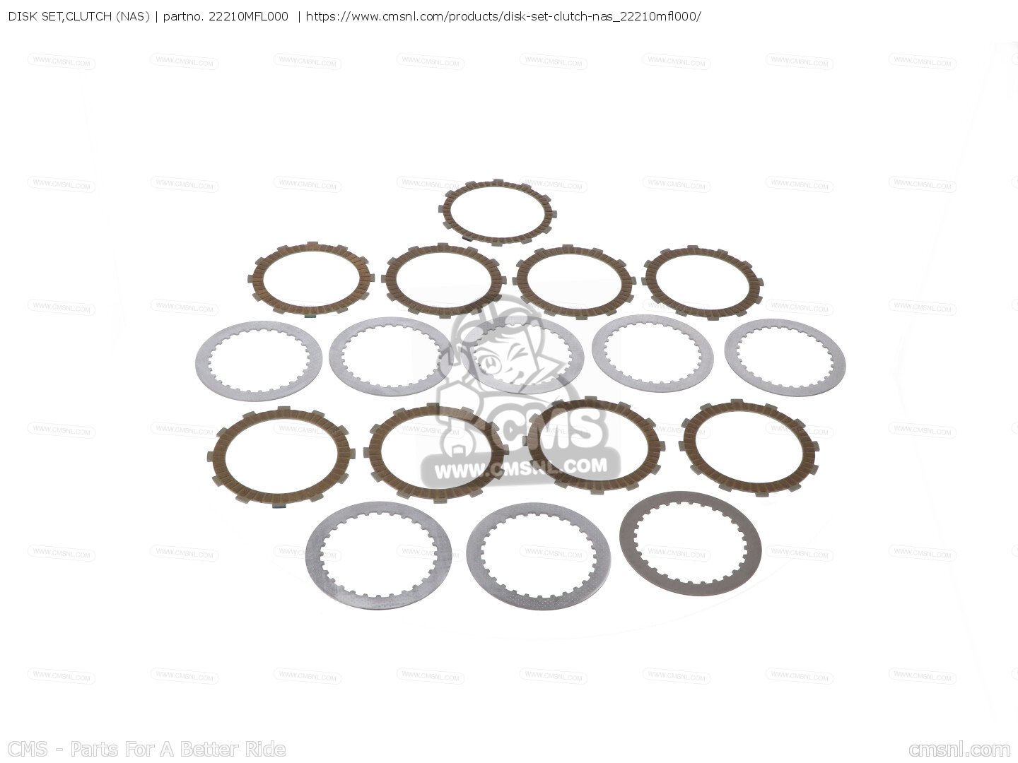 22210MFL000: DISK SET,CLUTCH (NAS) Honda - buy the 22210-MFL-000 at CMSNL