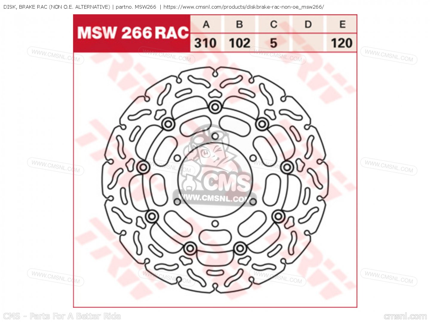 MSW266: Disk, Brake Rac Honda - buy the MSW266RAC at CMSNL