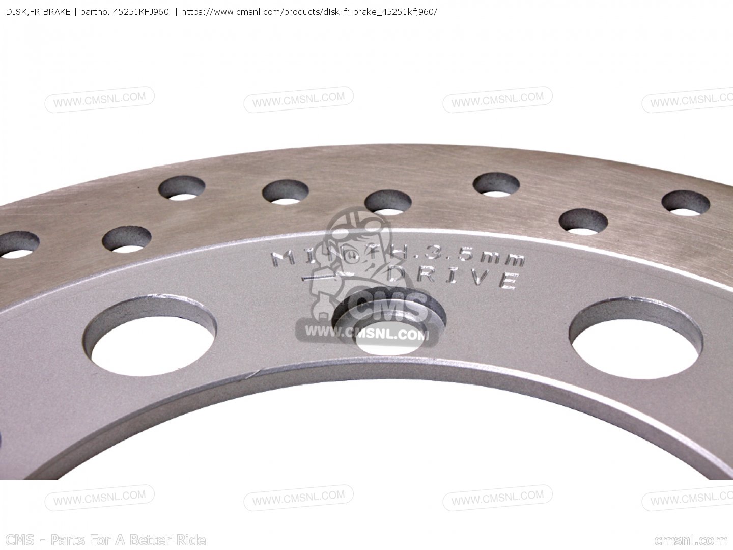 45251KFJ960: DISK,FR BRAKE Honda - buy the 45251-KFJ-960 at CMSNL