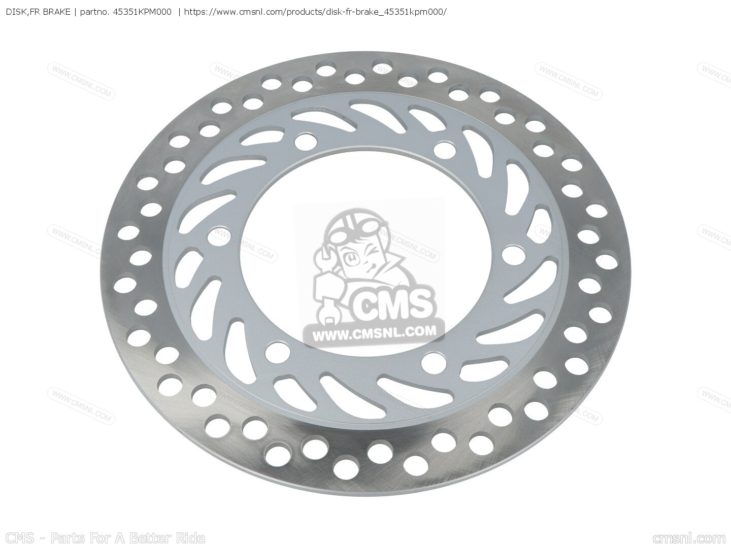 45351KPM000: DISK,FR BRAKE Honda - buy the 45351-KPM-000 at CMSNL