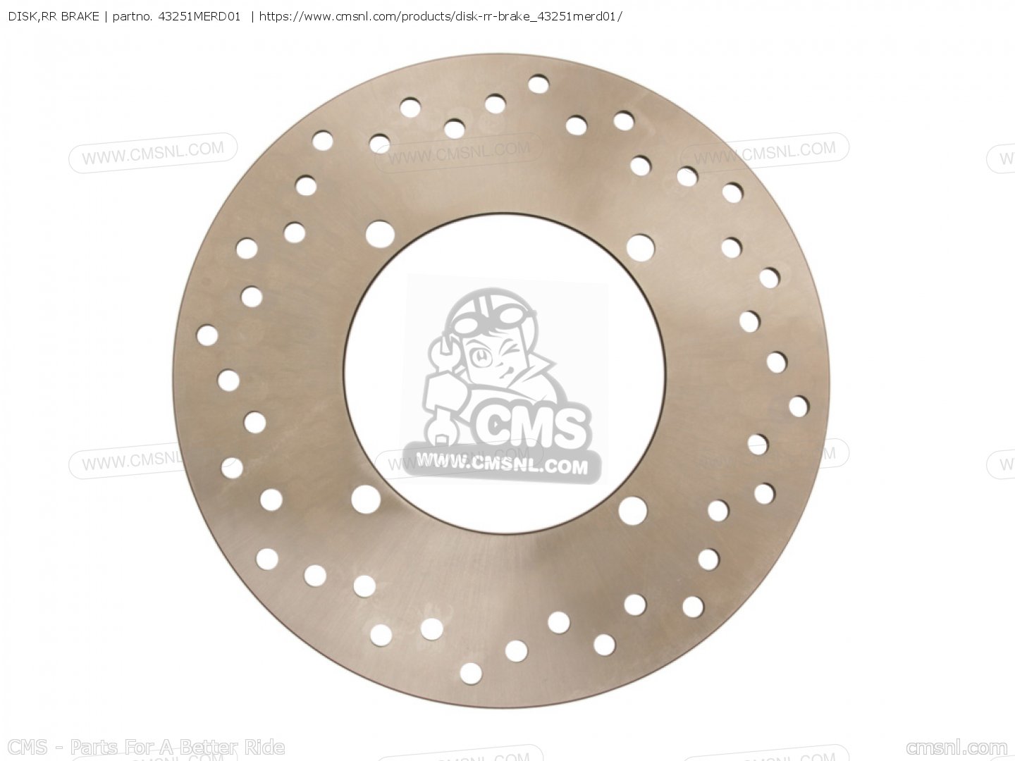 43251MERD01: DISK,RR BRAKE Honda - buy the 43251-MER-D01 at CMSNL