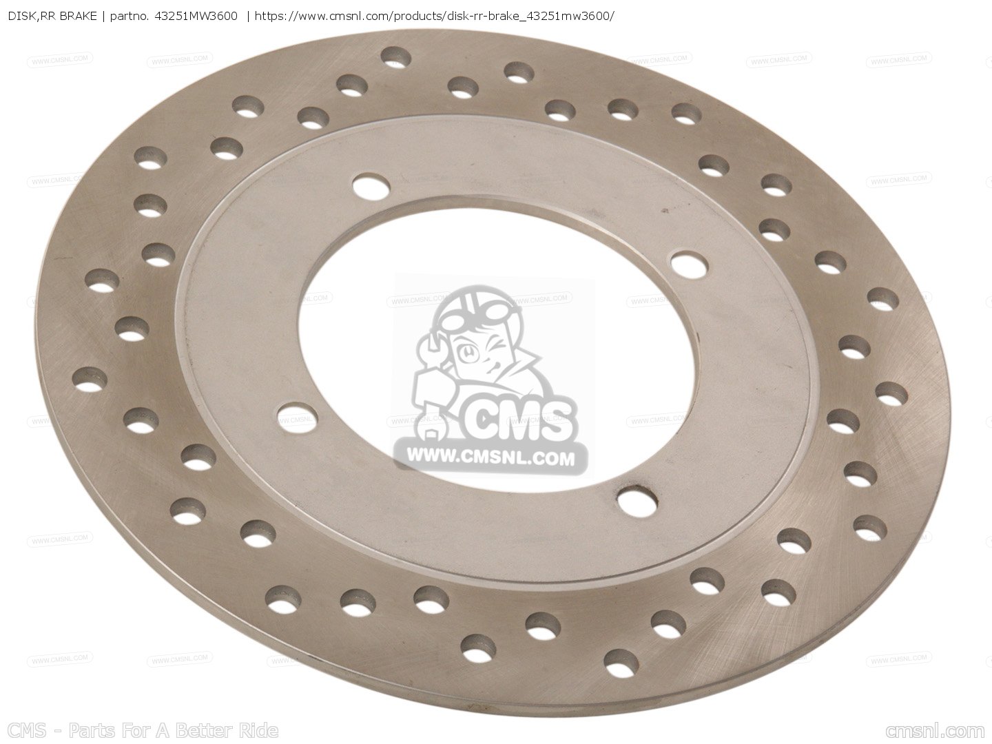 43251MW3600: DISK,RR BRAKE Honda - buy the 43251-MW3-600 at CMSNL