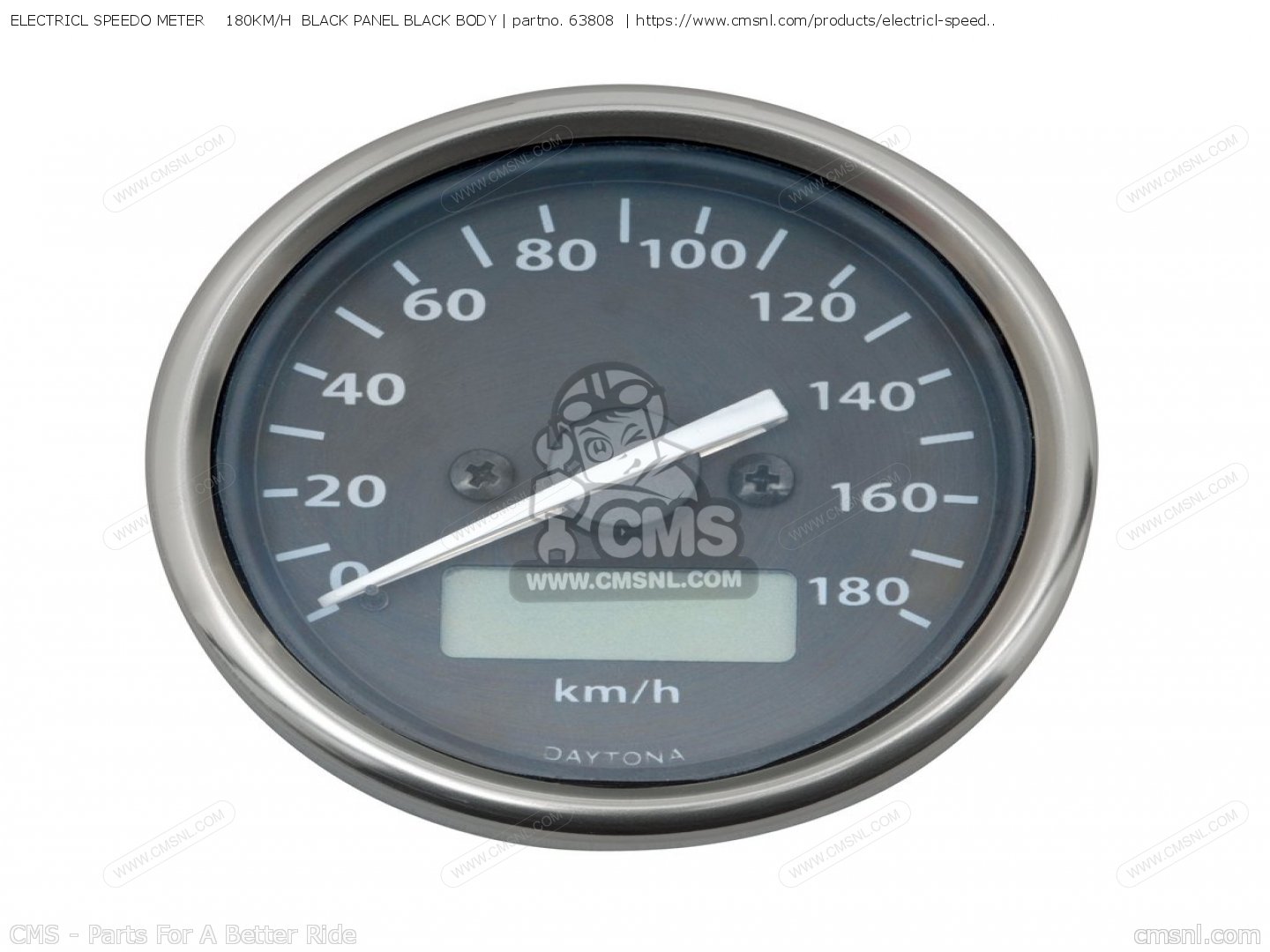 63808: Electricl Speedo Meter 180km/h Black Panel Black Body Daytona ...