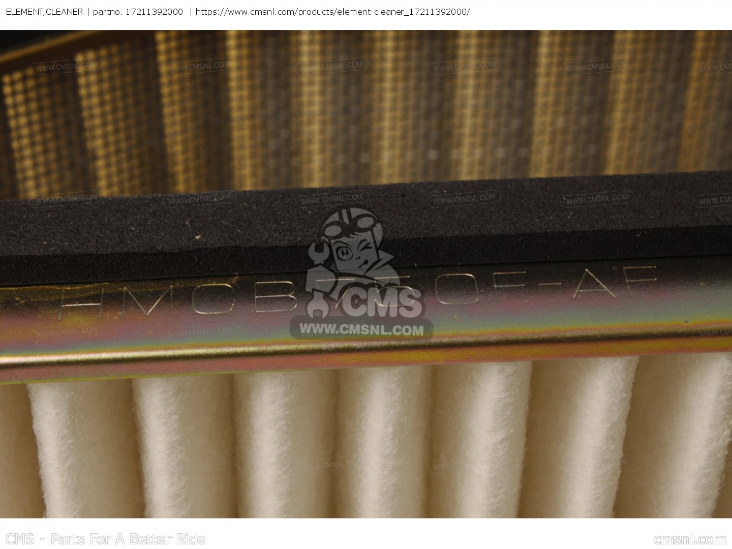 17211392000: ELEMENT,CLEANER Honda - buy the 17211-392-000 at CMSNL