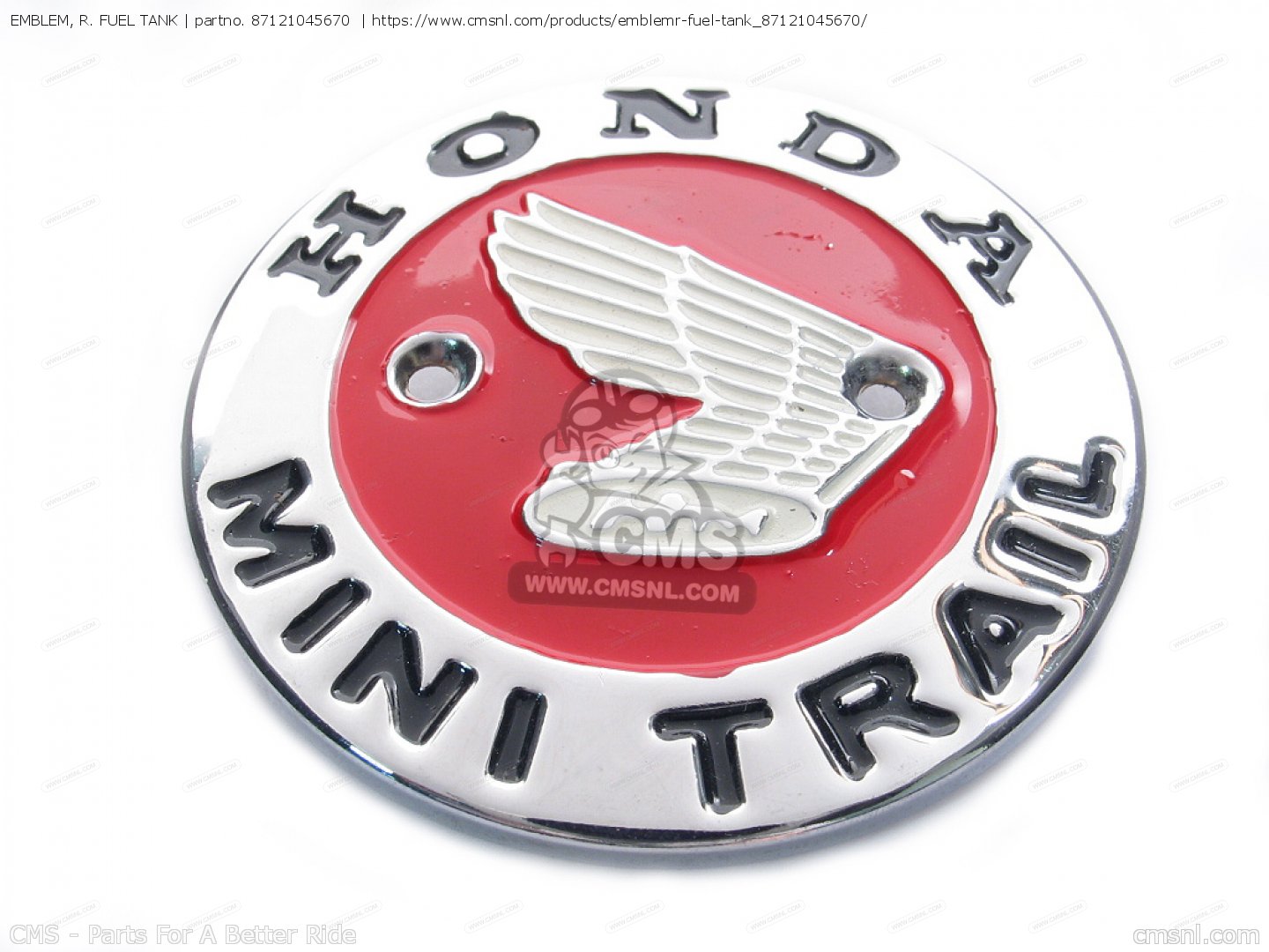87121045670: EMBLEM, R. FUEL TANK Honda - buy the 87121-045-670 at CMSNL