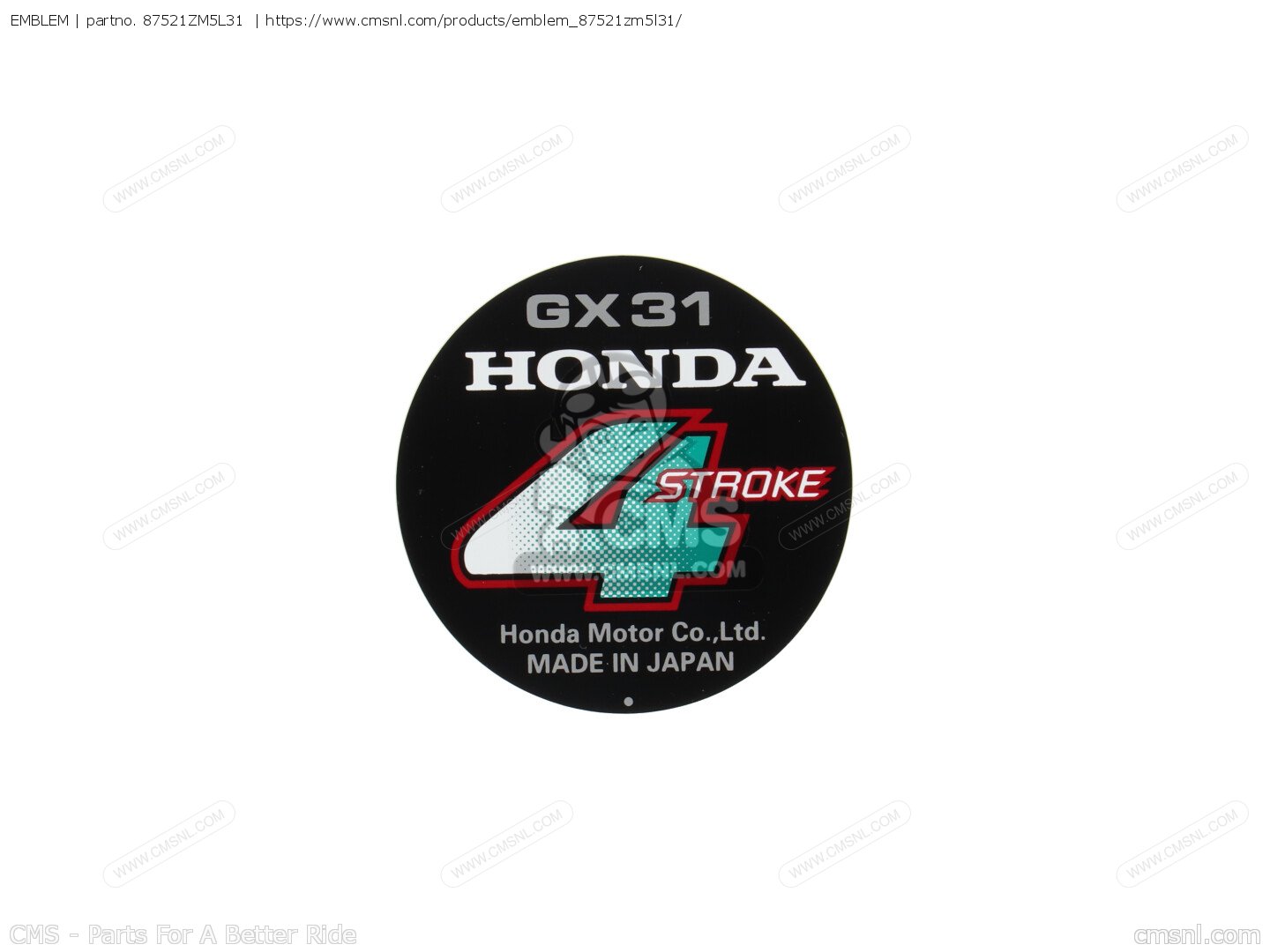 87521ZM5L31: EMBLEM Honda - buy the 87521-ZM5-L31 at CMSNL