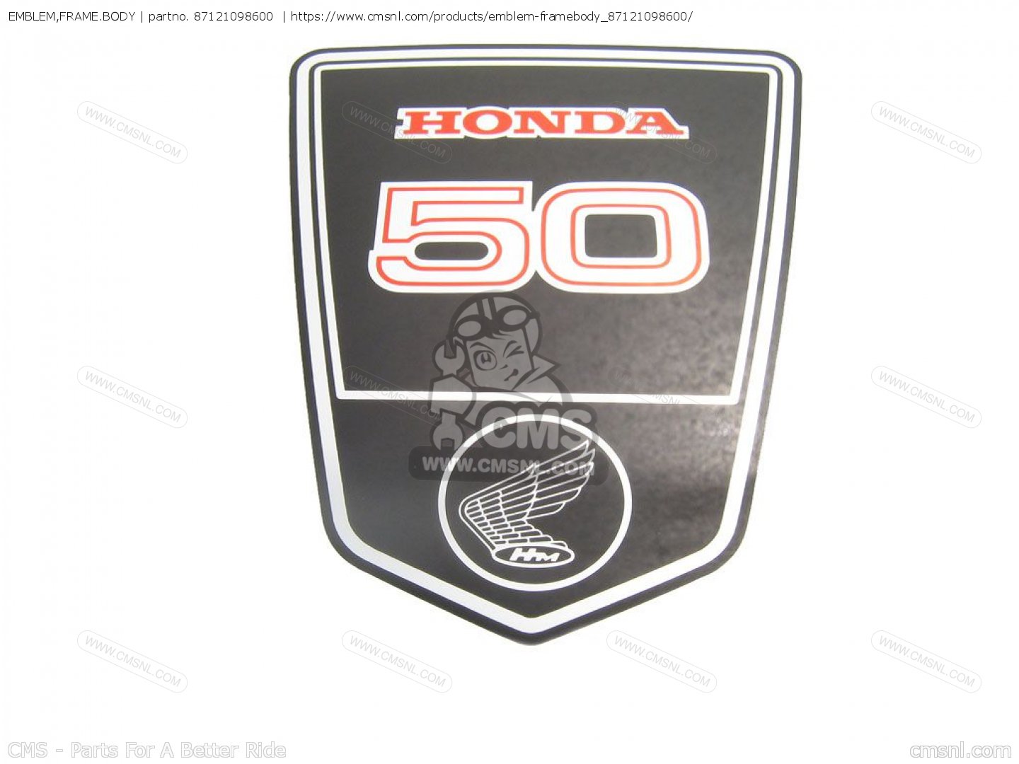 87121098600: EMBLEM,FRAME.BODY Honda - buy the 87121-098-600 at CMSNL