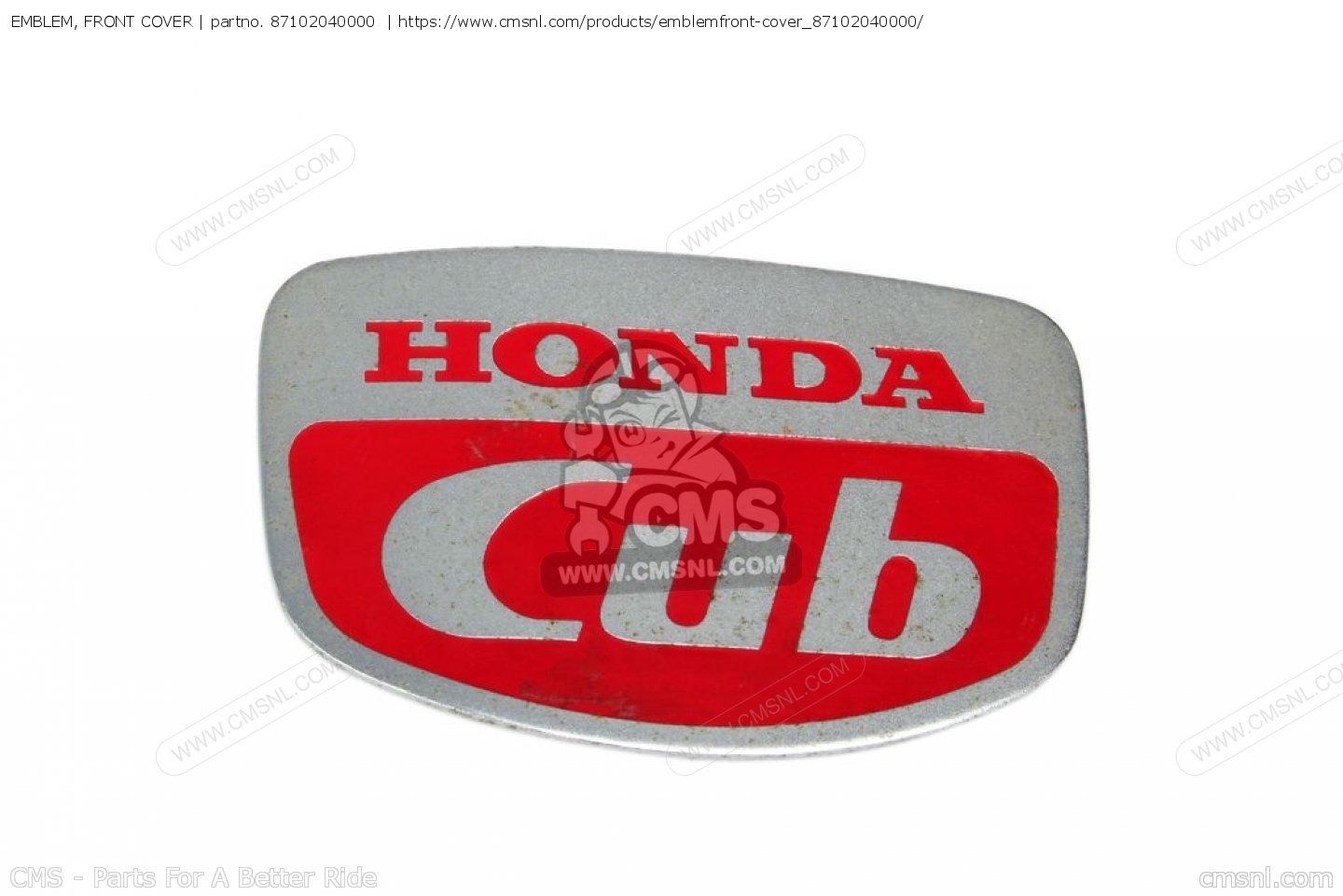 87102040000: Emblem, Front Cover Honda - buy the 87102-040-000 at CMSNL