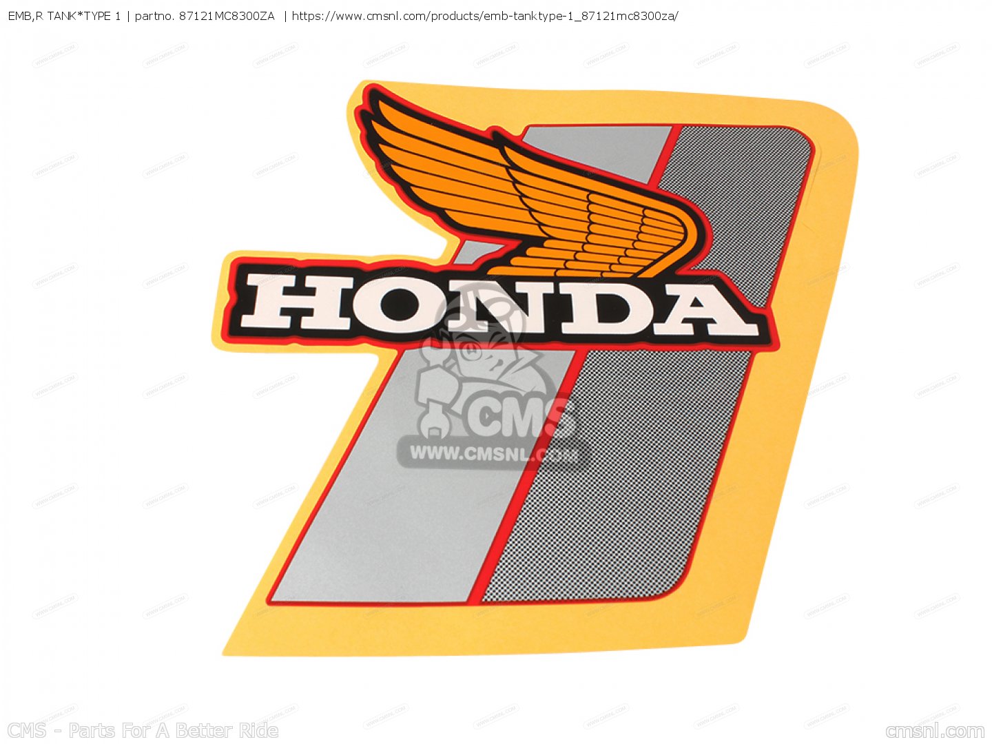 87121MC8300ZA: Emb,r Tank*type 1 Honda - buy the 87121-MC8-300ZA at CMSNL