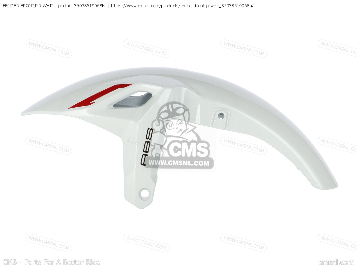 35038519068N: Fender-front,p.r.whit Kawasaki - buy the 35038-5190-68N at CMSNL