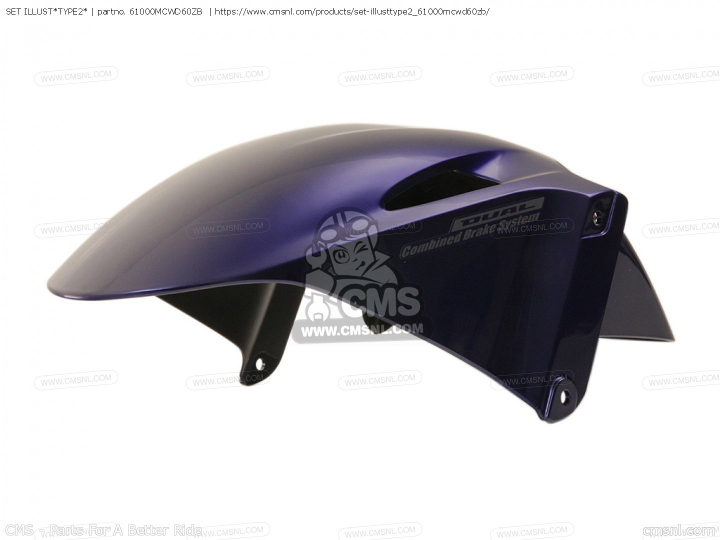 61000MCWD60ZB: FENDER SET, FR. (WL) Honda - buy the 61000-MCW-D60ZB at ...