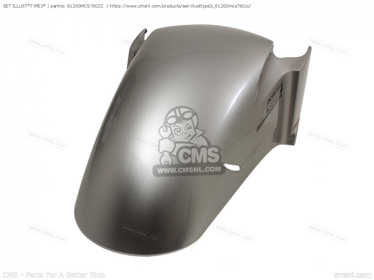 61200MCS760ZC: FENDER SET, FR. (WL) Honda - buy the 61200-MCS-760ZC at ...