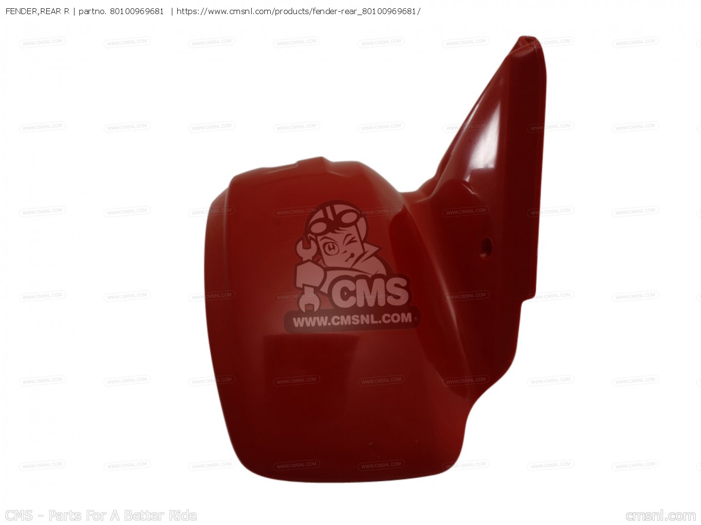 80100969681: FENDER,REAR R Honda - buy the 80100-969-681 at CMSNL