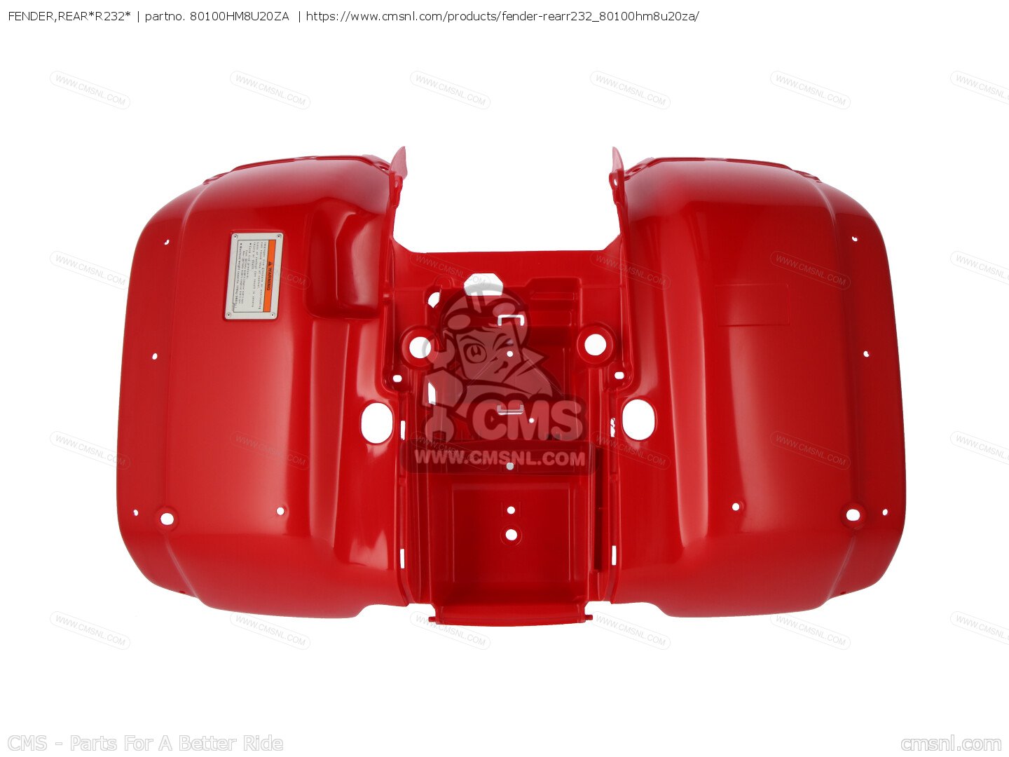 80100HM8U20ZA: Fender,rear*r232* Honda - buy the 80100-HM8-U20ZA at CMSNL