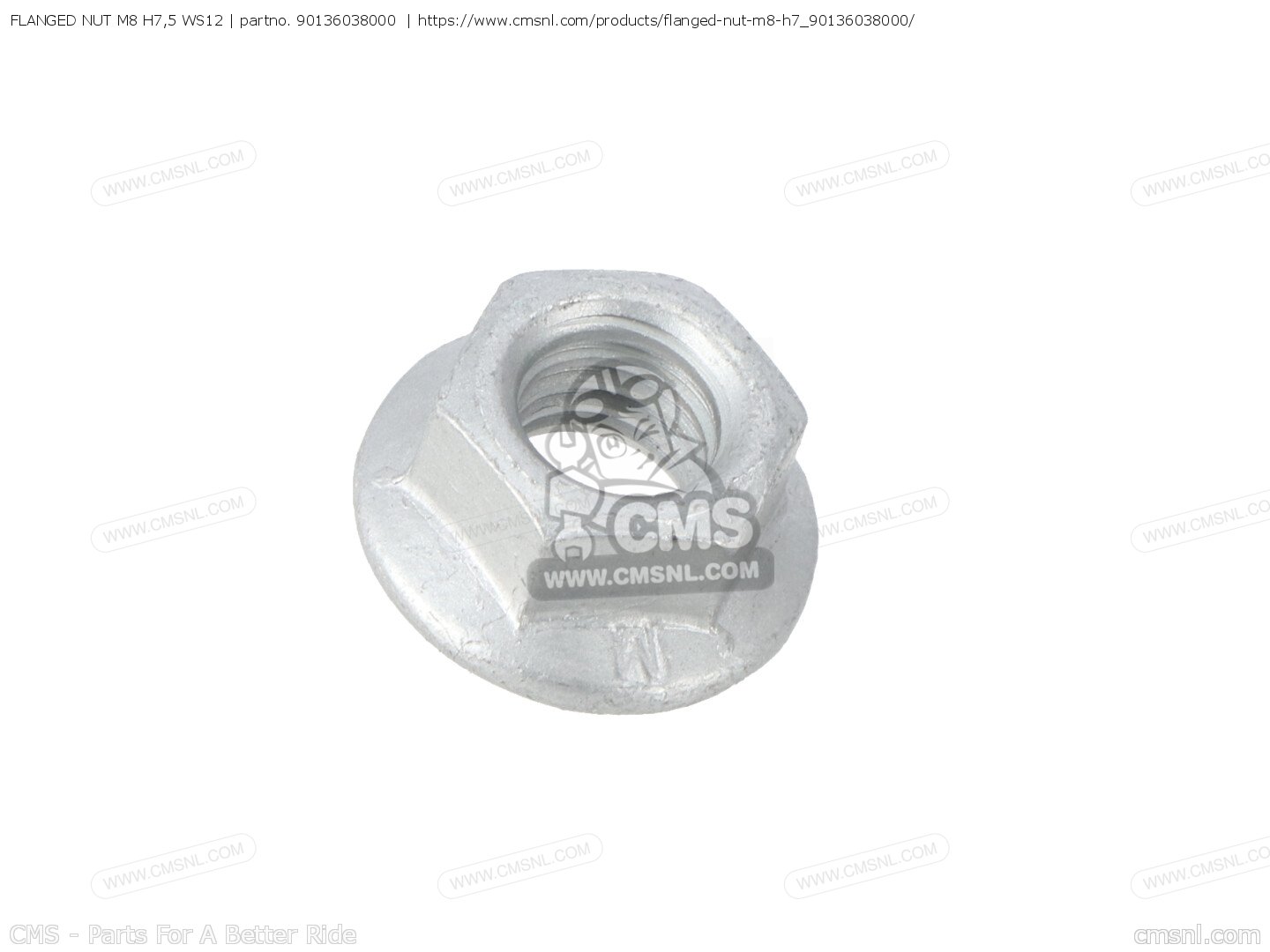 90136038000: FLANGED NUT M8 H7,5 WS12 KTM - buy the 90136038000 at CMSNL