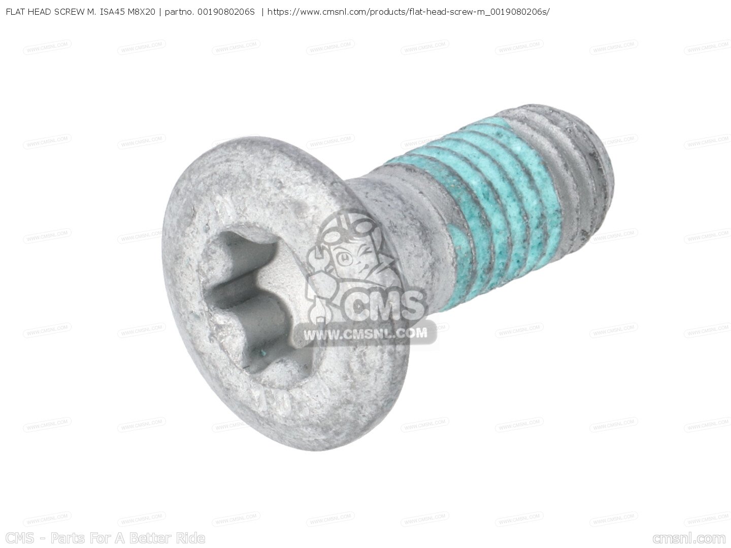 0019080206S: FLAT HEAD SCREW M. ISA45 M8X20 KTM - buy the 0019080206S ...