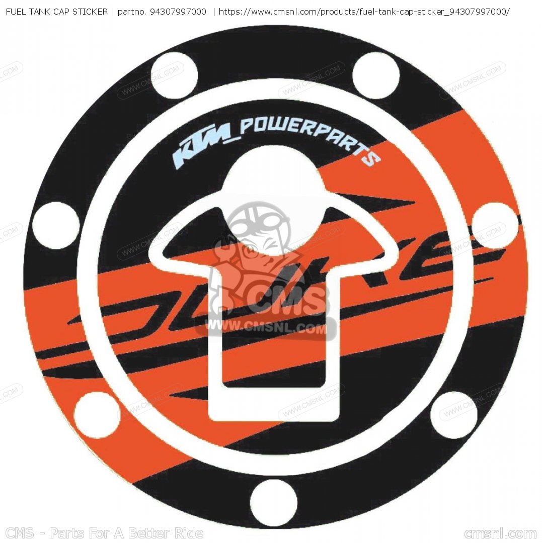 94307997000: FUEL TANK CAP STICKER KTM - buy the 94307997000 at CMSNL