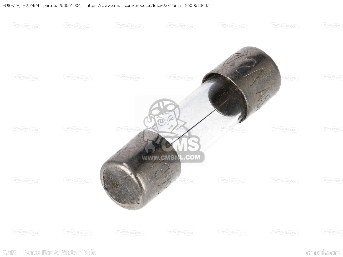 260061004: Fuse,2a,l=25m/m Kawasaki - buy the 26006-1004 at CMSNL