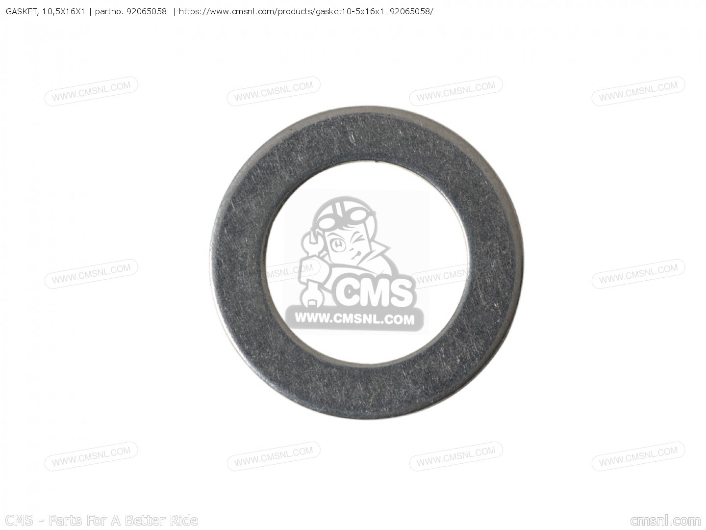 92065058: GASKET, 10,5X16X1 (NAS) Kawasaki - buy the 92065058 at CMSNL