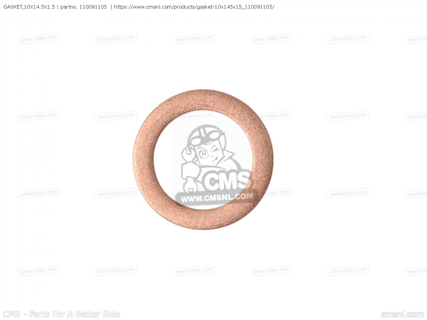 110091105: GASKET,10X14.5X1.5 (NAS) Kawasaki - buy the 11009-1105 at CMSNL