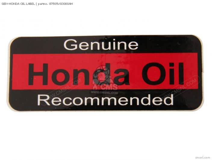 87505VG3000AH: Gen-honda Oil Label Honda - buy the 87505-VG3-000AH at CMSNL