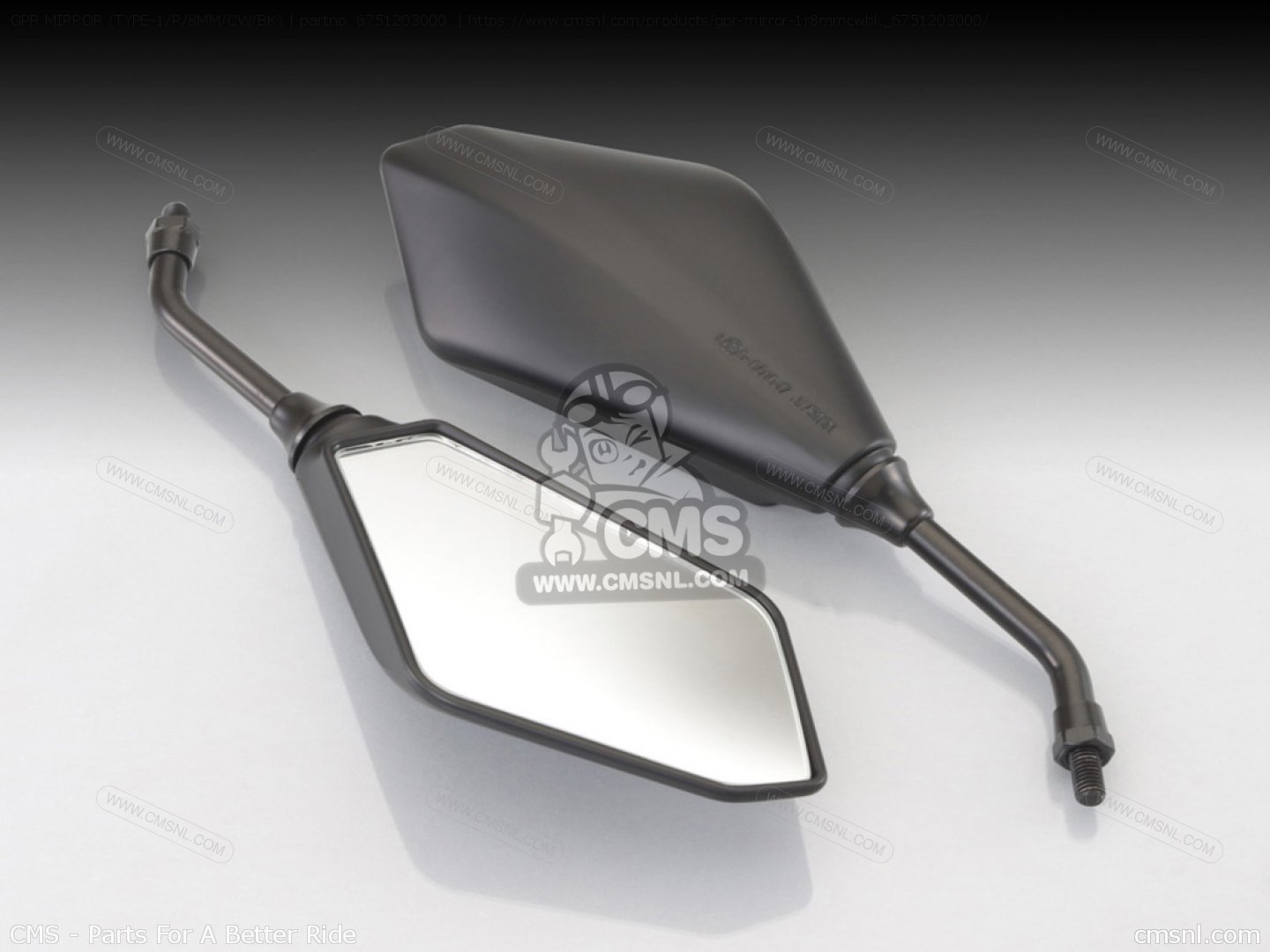 6751203000: Gpr Mirror (type-1/r/8mm/cw/bk) Kitaco - buy the 675 ...