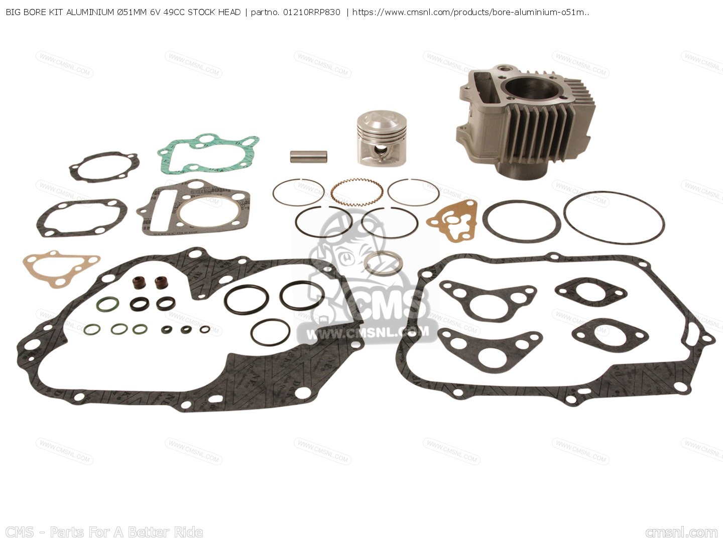 Grand Alésage KIT ALUMINIUM Ø51MM 6V 49CC STOCK Tête pour Honda ...