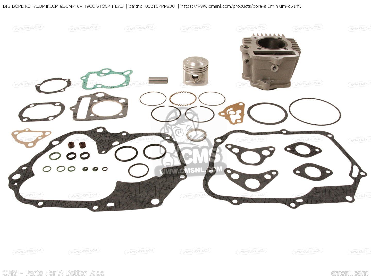 Grand Alésage KIT ALUMINIUM Ø51MM 6V 49CC STOCK Tête pour Honda ...