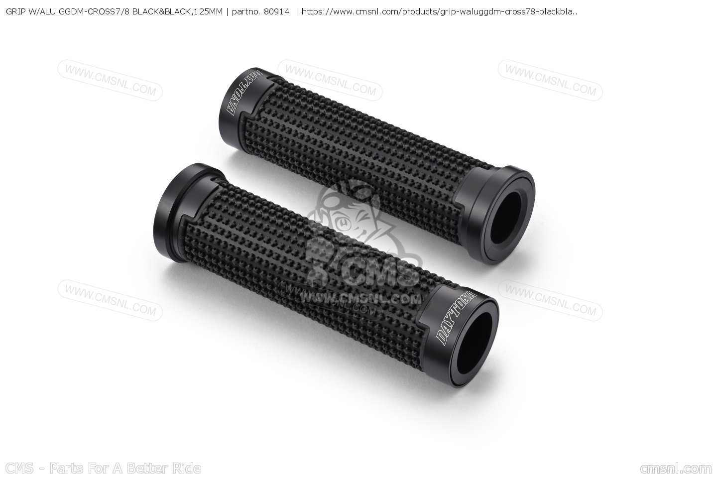 80914: GRIP W/ALU.GGDM-CROSS7/8 BLACK&BLACK,125MM Daytona - buy the ...