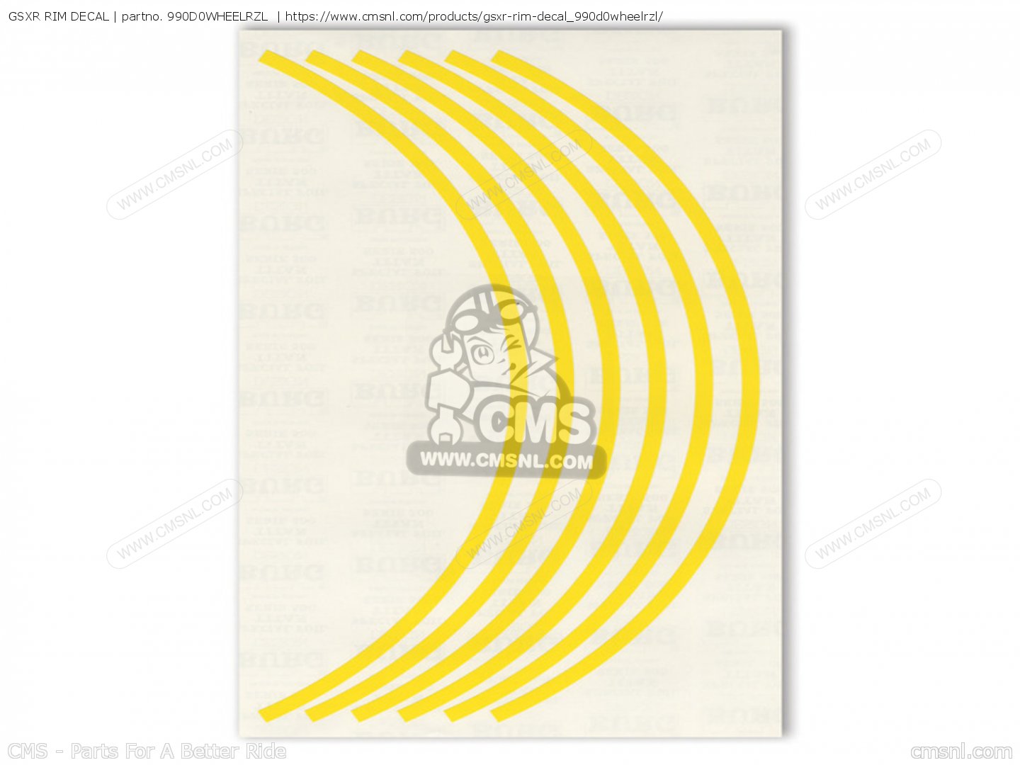 990D0WHEELRZL: GSXR RIM DECAL Suzuki - buy the 990D0-WHEEL-RZL at CMSNL