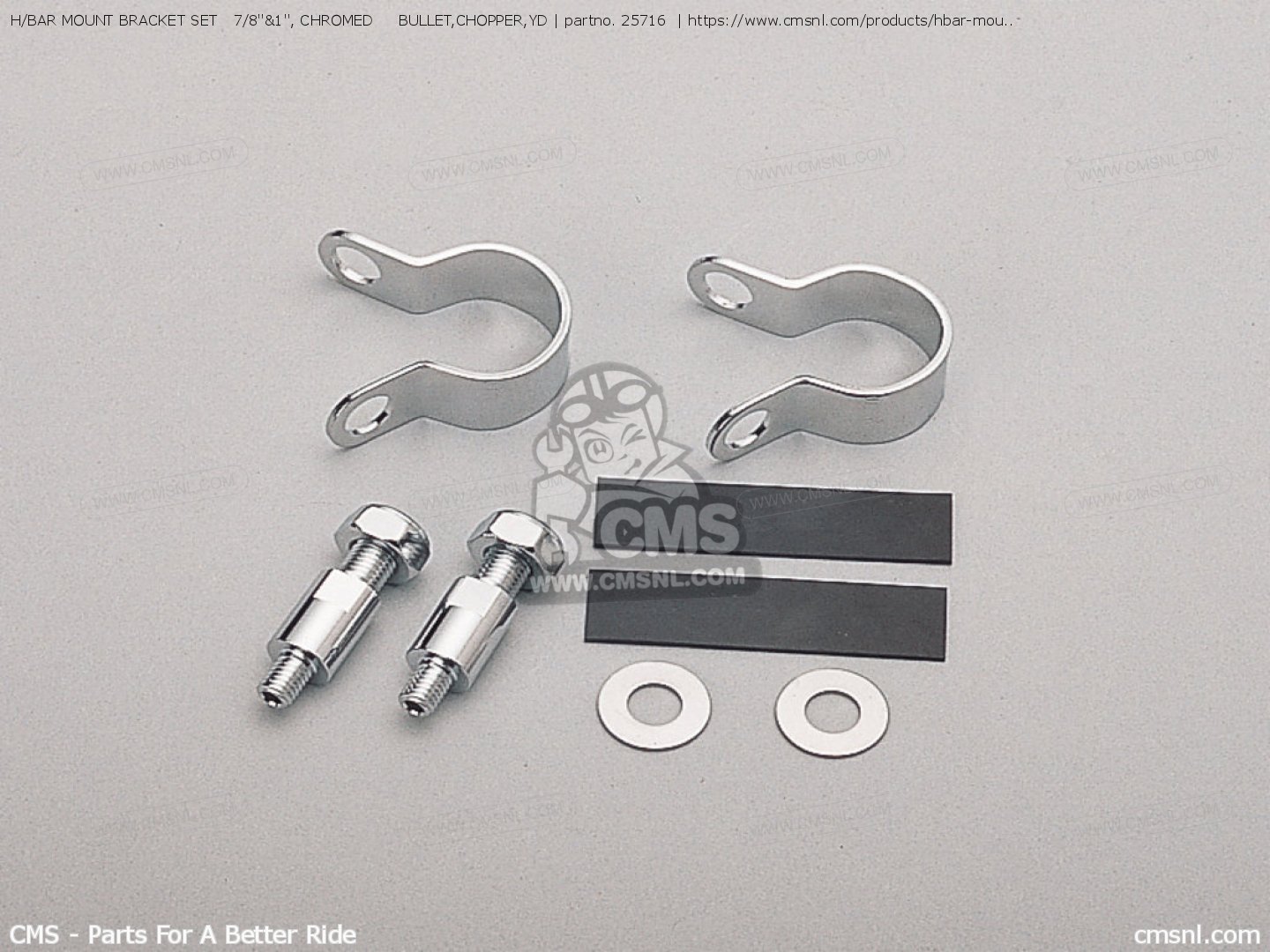 25716: H/BAR MOUNT BRACKET SET 7/8&1, CHROMED BULLET,CHOPPER,YD Daytona ...