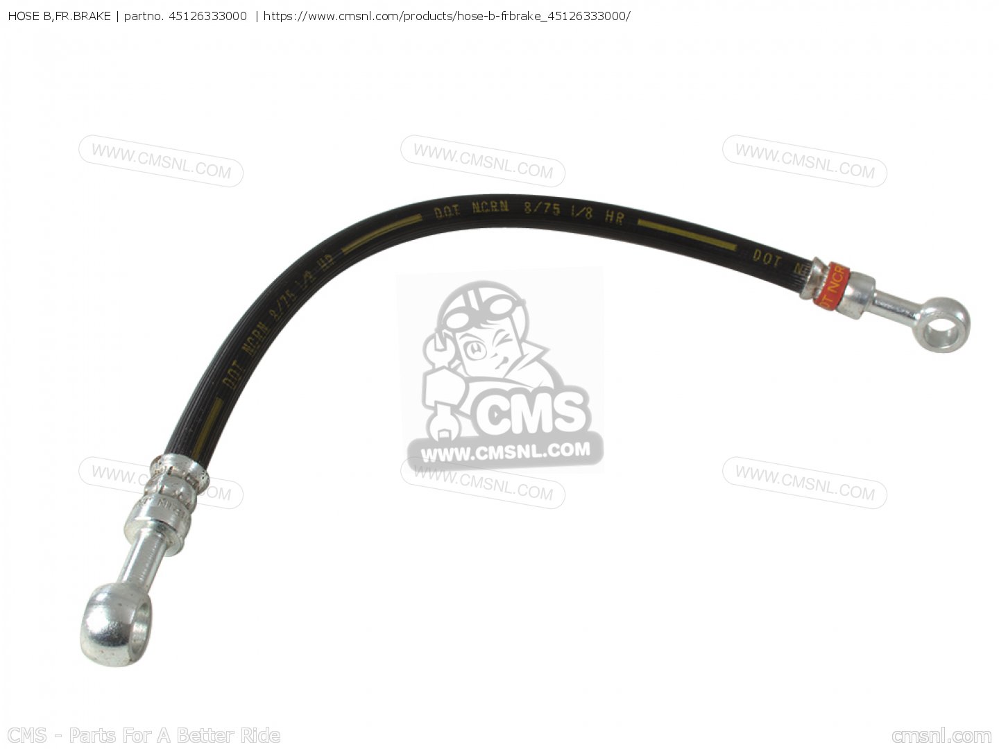 45126333000: HOSE B,FR.BRAKE Honda - buy the 45126-333-000 at CMSNL