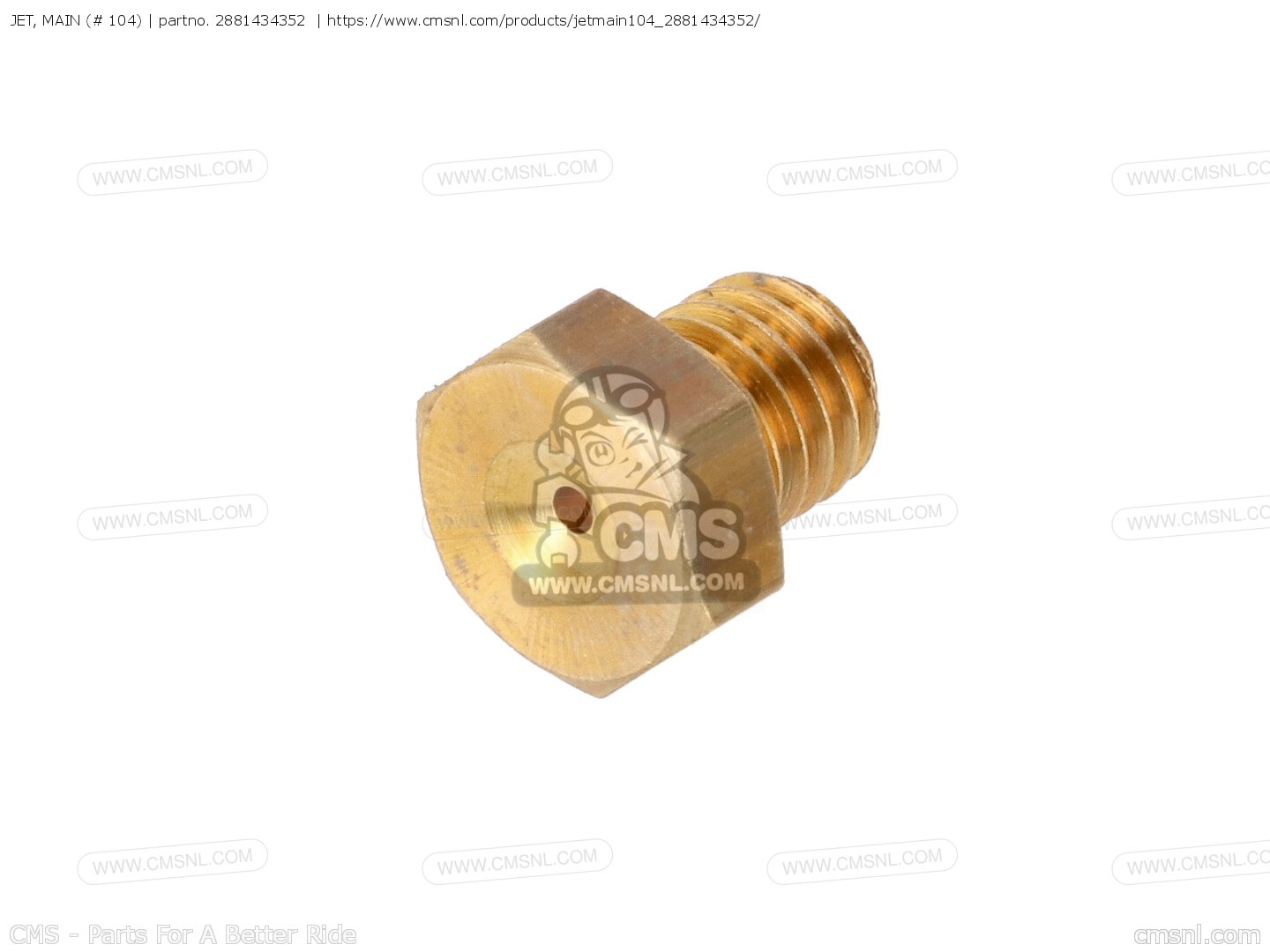 2881434352: JET, MAIN (# 104) Yamaha - buy the 288-14343-52-00 at CMSNL