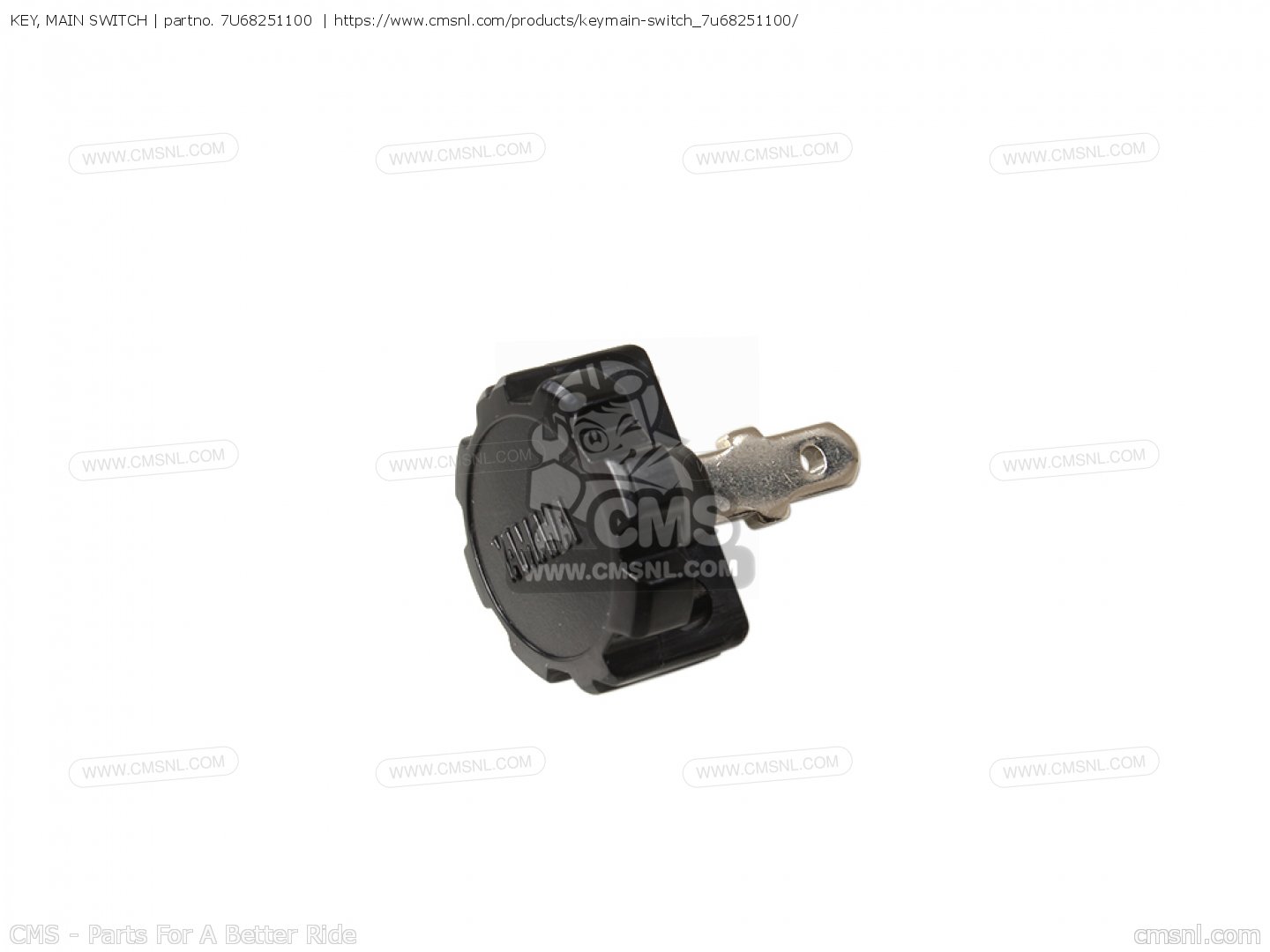 7U68251100: Key, Main Switch Yamaha - buy the 7U6-82511-00 at CMSNL
