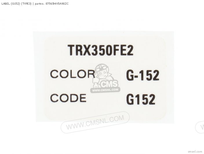 87565HN5A90ZC: Label (g152) (type3) Honda - buy the 87565-HN5-A90ZC at ...