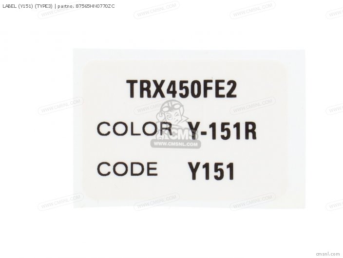 87565HN0770ZC: Label (y151) (type3) Honda - buy the 87565-HN0-770ZC at ...