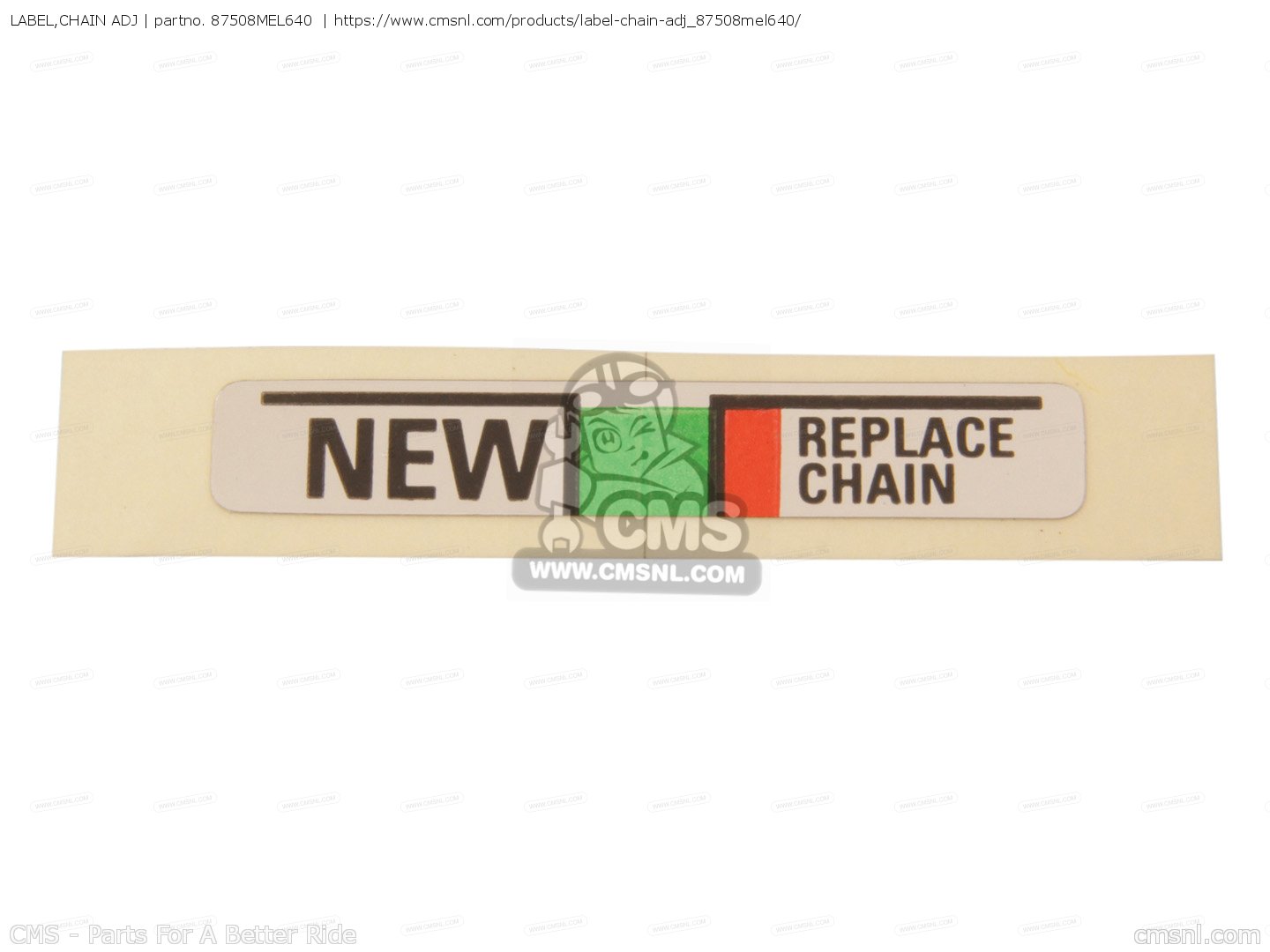 LABEL,CHAIN ADJ for Honda - order at CMSNL