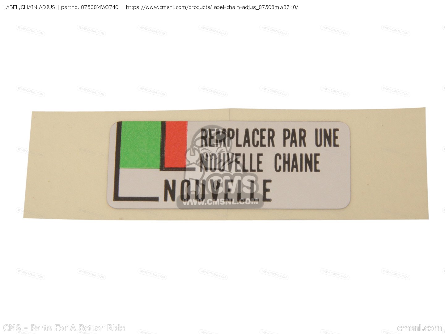 LABEL,CHAIN ADJUS for XL125V VARADERO 2007 (7) EUROPE / DX - order at CMSNL