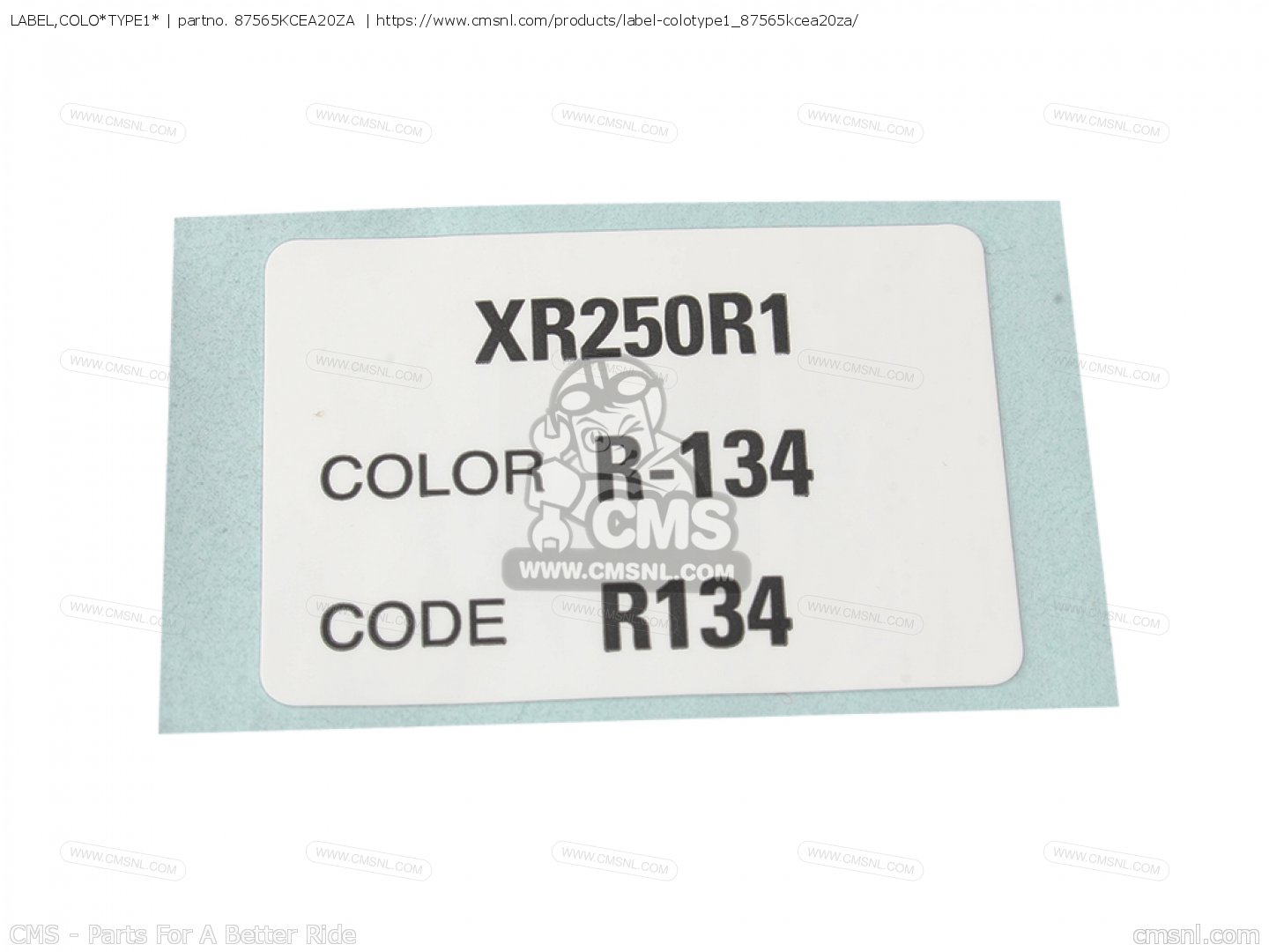 87565KCEA20ZA: Label,colo*type1* Honda - buy the 87565-KCE-A20ZA at CMSNL