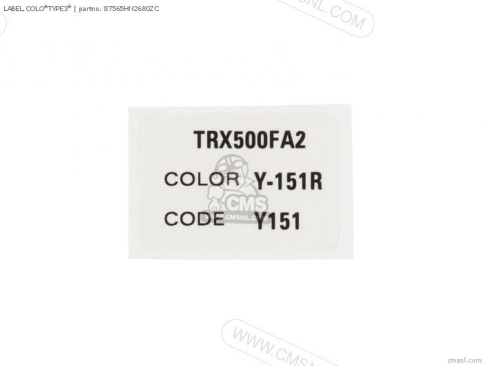 87565HN2680ZC: Label,colo*type3* Honda - buy the 87565-HN2-680ZC at CMSNL