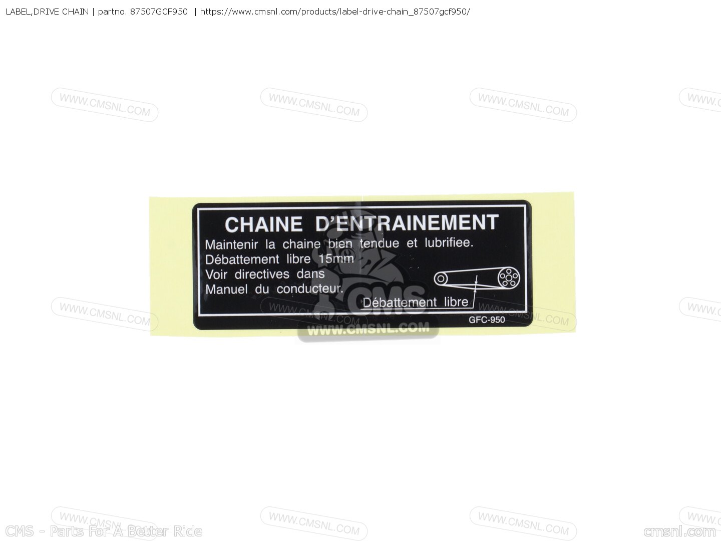 LABEL,DRIVE CHAIN for CRF70F 2011 (B) AUSTRALIA - order at CMSNL