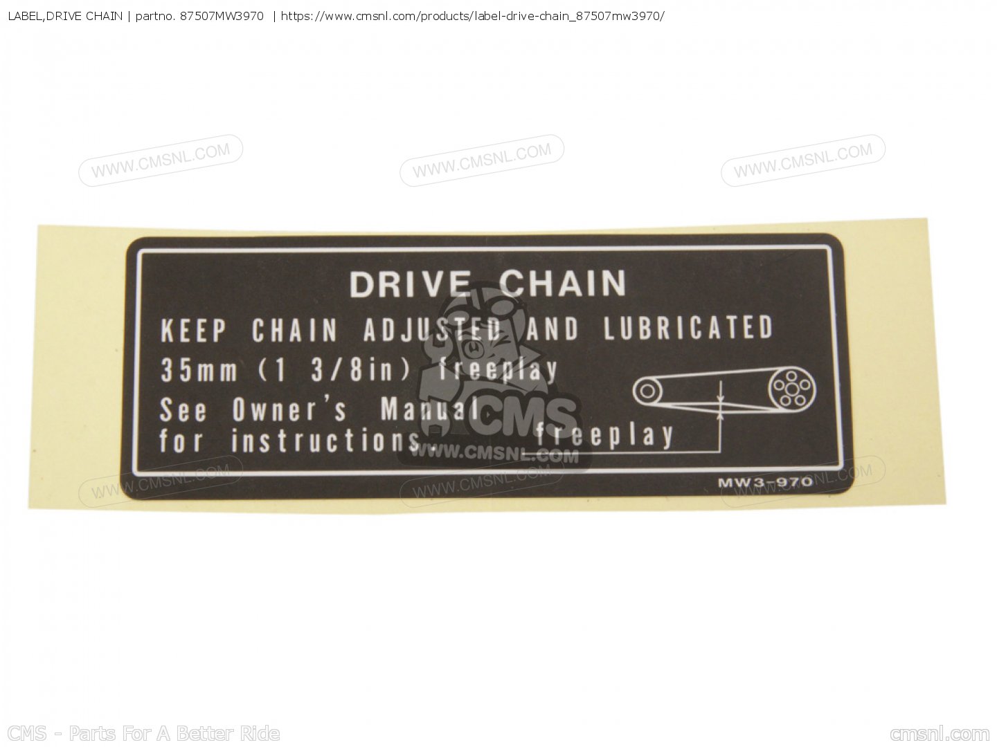 LABEL,DRIVE CHAIN for CB500 1994 (R) GERMANY / KPH - order at CMSNL